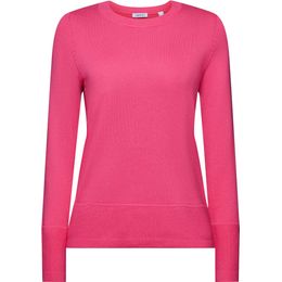 Esprit Pullover, Baumwolle, Rippbündchen für Damen, pink, XL