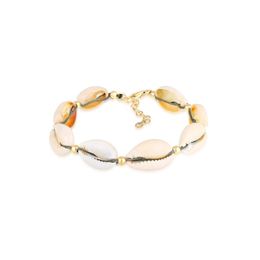 Elli Armband »Echte Kauri Muscheln Beach 925 Silber vergoldet« Gold 16 cm Sommerliches Armband für Frauen