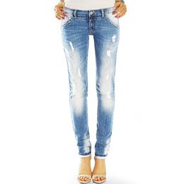 be styled Destroyed-Jeans Hüftjeans Vintage Röhrenjeans Skinny Hosen zerissene low waist Slimfit Jeans- Damen