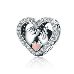 LENBEST Herzanhänger Herzform Anhänger S925 Sterling Silber Perlen für Armband