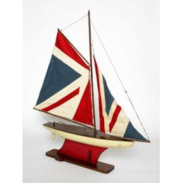 Brillibrum Modellboot Modellschiff Schiff Segelboot Modell Boot Holz Yacht Modellboot Jacht Stoff Union Jack Amerika Detail Boot Flyer Geschenke Geschenkidee Kinder