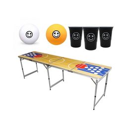 PerfectVibe Becher PerfectVibe Basketball Bier-Pong-Tisch + 25 PV Schwarze Cups + 8 Bälle