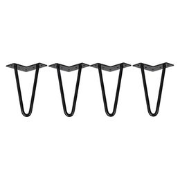 V2Aox Tischbein Stahl 4er Set Tischbeine Haarnadel Möbelfuß Hairpin Schwarz Größenauswahl V2Aox