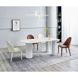 JVmoebel Esszimmer-Set Luxus Esszimmer Möbel Esstisch 4x Weiße Braune Stühle Set