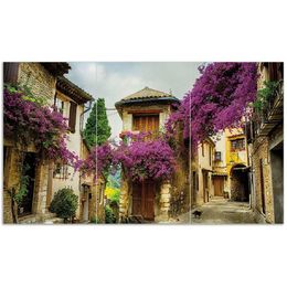 Wallario Herd-Abdeckplatte Malerische Stadt in der Provence mit bunten Blumen