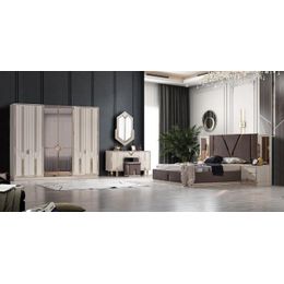 JVmoebel Schlafzimmer-Set Luxus Schlafzimmer Set Bett 2x Nachttische Kleiderschrank Design