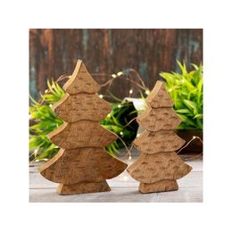 soma Dekofigur Dekofigur Baum 2er Set Holzfigur H23/20cm Holzbaum Weihnachtsdekorati