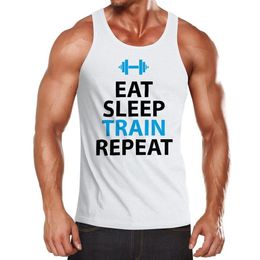 MoonWorks Tanktop Herren Tanktop Eat Sleep Train Repeat Bodybuilder Fitness Gym Training MoonWorks mit Print