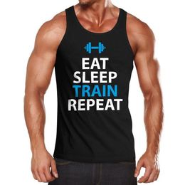 MoonWorks Tanktop Herren Tanktop Eat Sleep Train Repeat Bodybuilder Fitness Gym Training mit Print