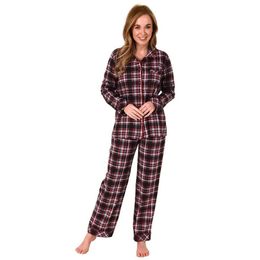 Normann Pyjama Damen Pyjama in Karo Optik zum durchknöpfen in Single Jersey Qualität