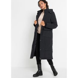bonprix Wintermantel mit seitlichen Rei&szlig;verschl&uuml;ssen, schwarz, Gr.34, Langer Wintermantel mit Kapuze