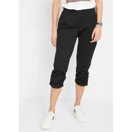 bonprix Capri-Hose aus Baumwoll-Mix, schwarz, mit Baumwolle