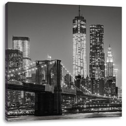 Pixxprint Leinwandbild New York City Skyline bei Nacht