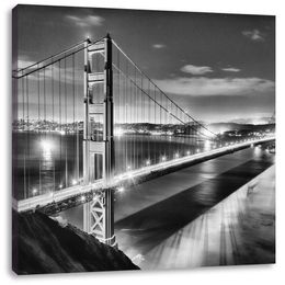 Pixxprint Leinwandbild Golden Gate Bridge bei Nacht