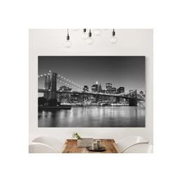 Bilderdepot24 Leinwandbild Skyline Brooklyn Brücke New York schwarz weiss Bild auf Leinwand XXL