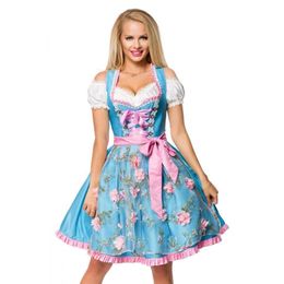 Dirndline Dirndl 2-tlg. Trachten Set: Dirndl mit Blumenschürze mit Schürze in blau/pink