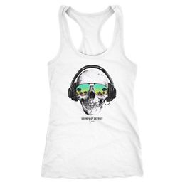 Neverless Tanktop Damen Tank-Top Totenkopf Kopfhörer Musik Party Skull Sonnenbrille Schädel Sounds of Detroit Music Racerback Neverless®