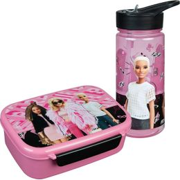 Scooli Lunchbox Brotzeitdose & Trinkflasche, Barbie, Kunststoff, (Set, 2-tlg), mit Trinkflasche, rosa
