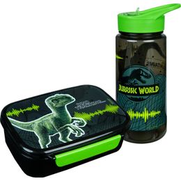 Scooli Lunchbox Brotzeitdose & Trinkflasche, Jurassic World, Kunststoff, (Set, 2-tlg), mit Trinkflasche, grün