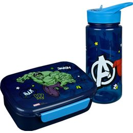 Scooli Lunchbox Brotzeitdose & Trinkflasche, Avengers, Kunststoff, (Set, 2-tlg), mit Trinkflasche, blau