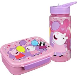 Scooli Lunchbox Brotzeitdose & Trinkflasche, Peppa Pig, Kunststoff, (Set, 2-tlg), mit Trinkflasche, rosa