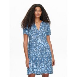 Only Shirtkleid Kurzes Blusen V-Ausschnitt Kleid ONLZALLY (knielang) 4928 in Blau