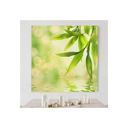 Bilderdepot24 Leinwandbild Blumen Modern Green Ambiance weiss Bild auf Leinwand Groß XXL