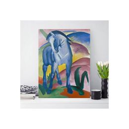 Bilderdepot24 Leinwandbild Kunstdruck Franz Marc Blaues Pferd blau bunt Bild auf Leinwand XXL
