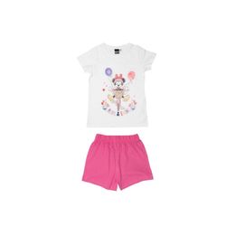 United Labels® Schlafanzug Disney Minnie Mouse Schlafanzug für Mädchen Weiß/Pink