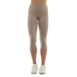 F&K-Mode Caprileggings Damen Capri 3/4 Leggings hoher Bund Baumwolle Hose hoher Bund