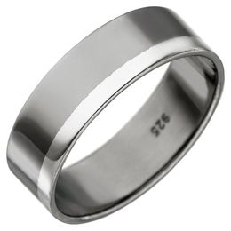 Schmuck Krone Silberring Ring aus 925 Silber schwarz teilrhodiniert bicolor flach schlicht Fingerschmuck