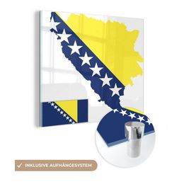 MuchoWow Acrylglasbild Eine Illustration von Bosnien und Herzegowina in den Farben der Flagge