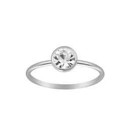 BUNGSA Fingerring Ring mit rundem Kristall aus 925 Silber Damen (Ring