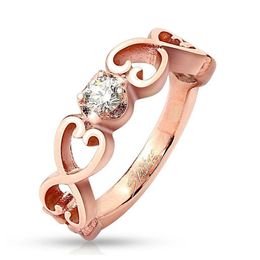 BUNGSA Fingerring Ring 6 Herzen Rosegold aus Edelstahl Damen (Ring