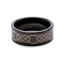 Kingka Partnerring "Tungsten Eternity" Klassischer Wolfram Partner Ring mit keltischem Laser Design