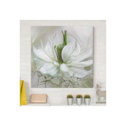 Bilderdepot24 Leinwandbild Blumen Modern floral Natur Weiße Nigella weiss Bild auf Leinwand XXL