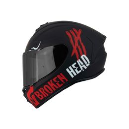Broken Head Motocrosshelm Broken Head Integralhelm Adrenalin Therapy 4X Rot + Schwarzes Visier (Mit schwarzer MX-Brille)