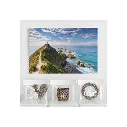 Bilderdepot24 Leinwandbild Strand Meer Modern Natur Leuchtturm Neuseeland Bild auf Leinwand XXL