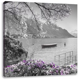 Pixxprint Leinwandbild Genfer See im Sonnenschein