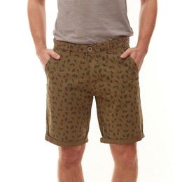 Blend Stoffhose Blend Herren Chino-Shorts klassische kurze Hose mit Feder-Print Allover 20710128 Freizeit-Hose Oliv Grün