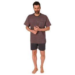 Normann Pyjama Herren Pyjama Shorty kurzarm in Karo Optik