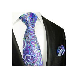 Paul Malone Krawatte Edle Herren Seidenkrawatte mit Tuch modern paisley 100% Seide (Set