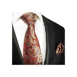 Paul Malone Krawatte Herren Seidenkrawatte mit Tuch modern paisley brokat 100% Seide (Set