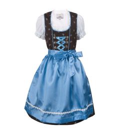 Ramona Lippert Dirndl Kinderdirndl Sophia Mädchen Trachtenkleid braun blau mit Bluse (3-teilig)