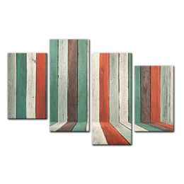 Bilderdepot24 Leinwandbild Bunte Holzwand