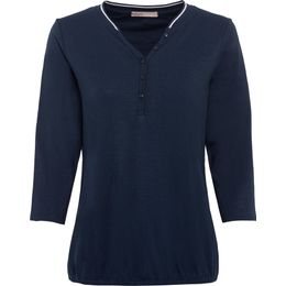 Adagio Shirt, 3/4-Arm, Split-Neck, für Damen, blau, 40