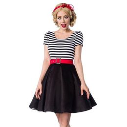 Belsira A-Linien-Kleid Vintage Rockabilly Jersey Kleid Retrokleid Minikleid mit Tellerrock