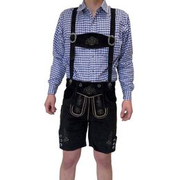 Dretaild Trachtenlederhose Herren Lederhose Tracht Kurz mit Hosenträgern