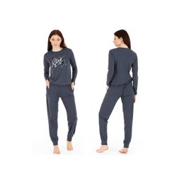 LOREZA Schlafanzug Schlafanzug Pyjama langarm- Stern
