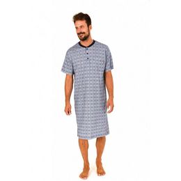 Normann Pyjama Herren Nachthemd kurzarm mit Knopfleiste am Hals – 171 410
